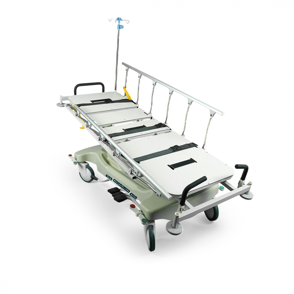 Hydraulic patient transport trolley
