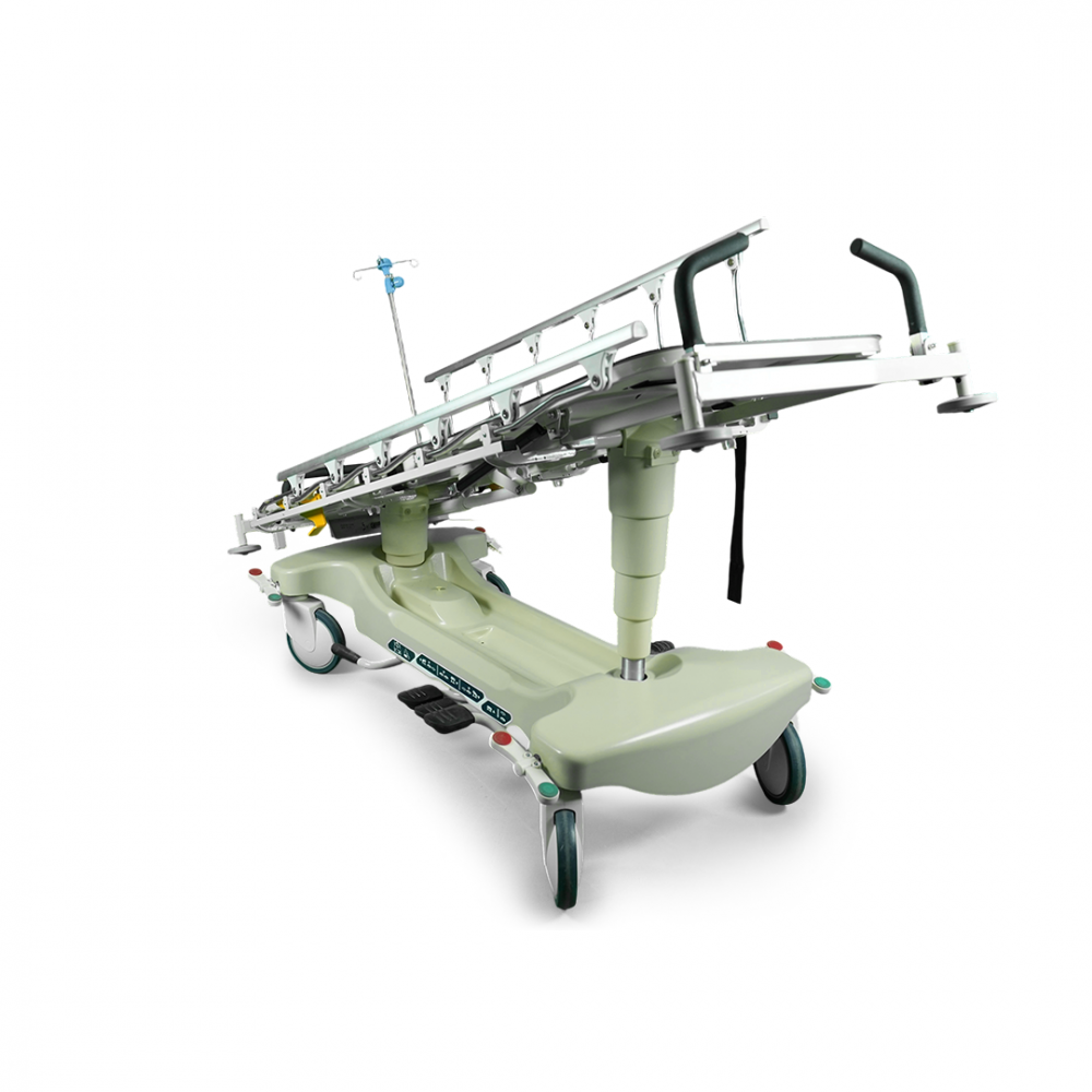 Hydraulic patient transport trolley
