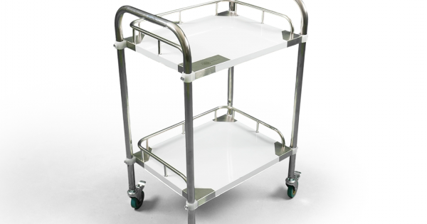 2-shelf stainless steel medicine and equipment trolley with edges - 641002