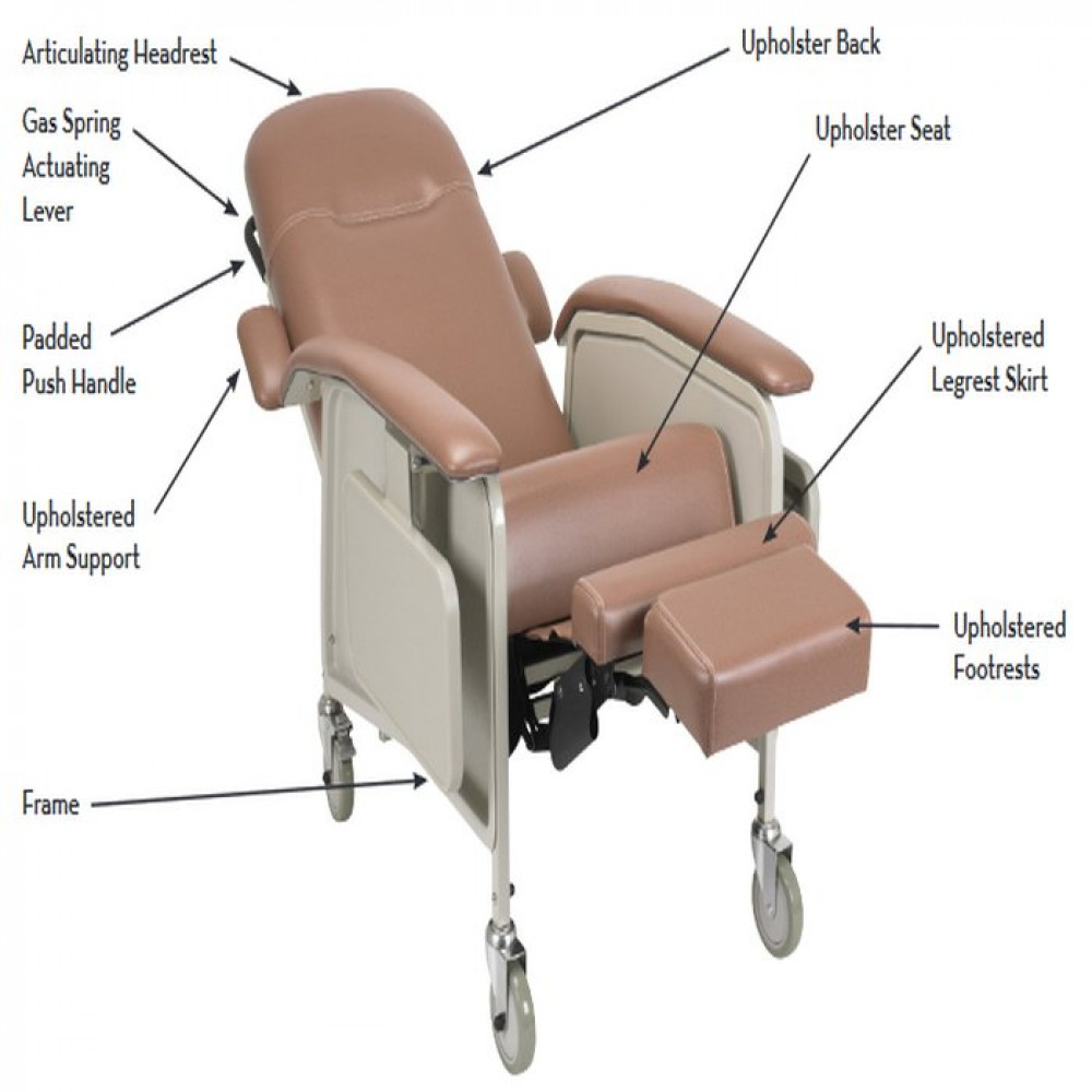 Wide patient accompanying & Reclining chair with two side tables - RECLINER